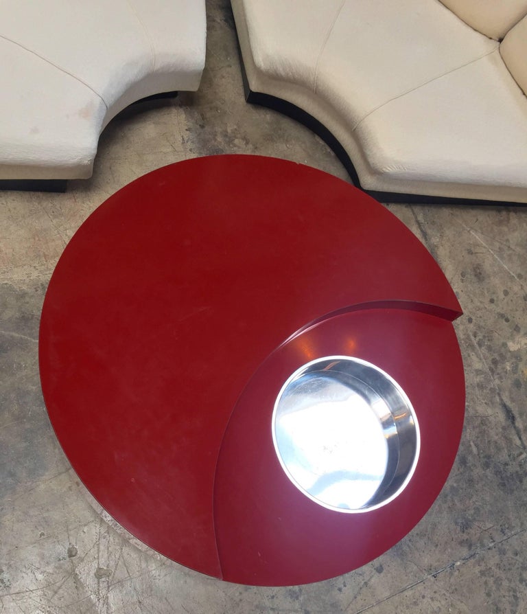 Iconic Round Red Coffee Table by Willy Rizzo, Italy, 1970s at 1stDibs
