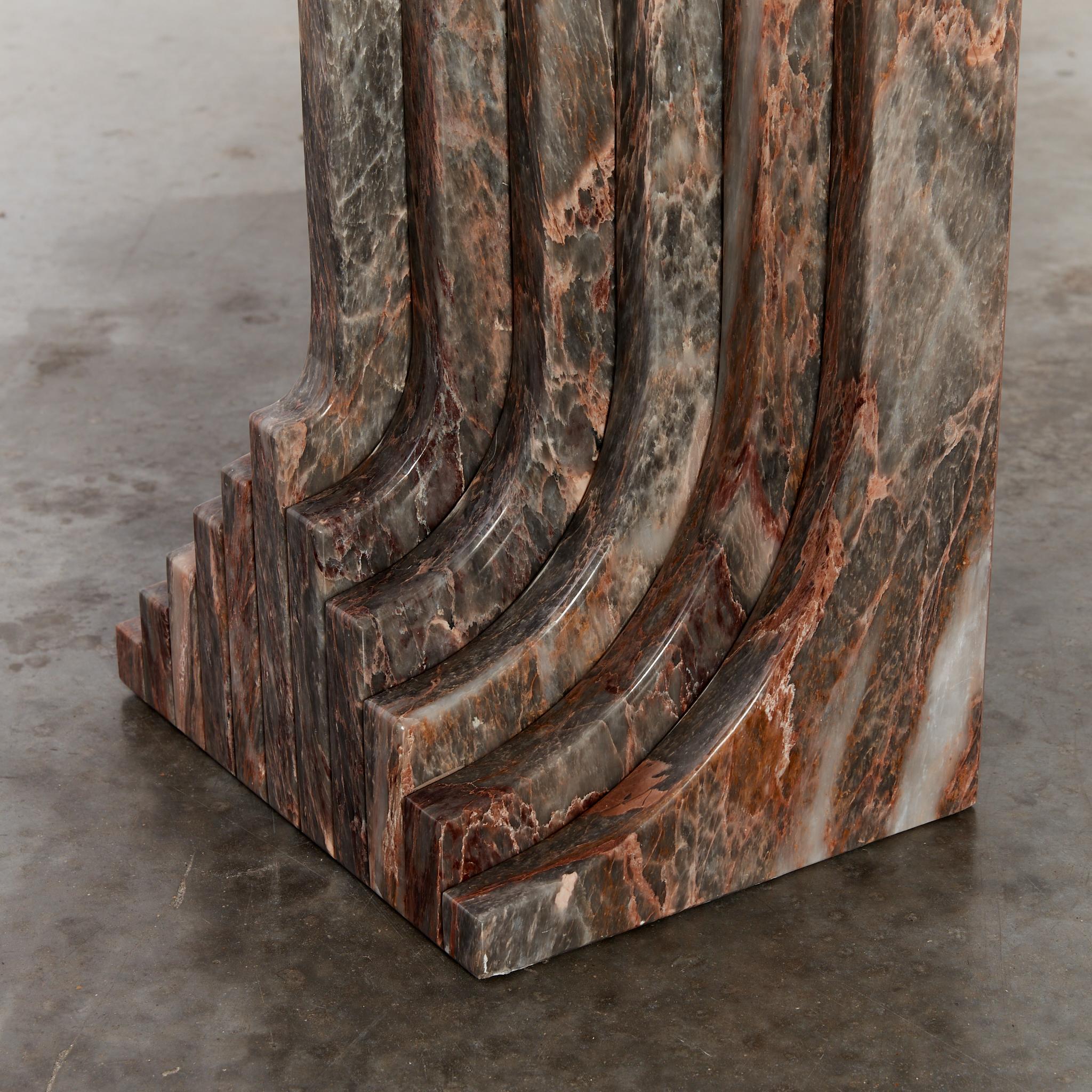 Iconic stepped marble dining table by Carlo Scarpa with glass top For ...