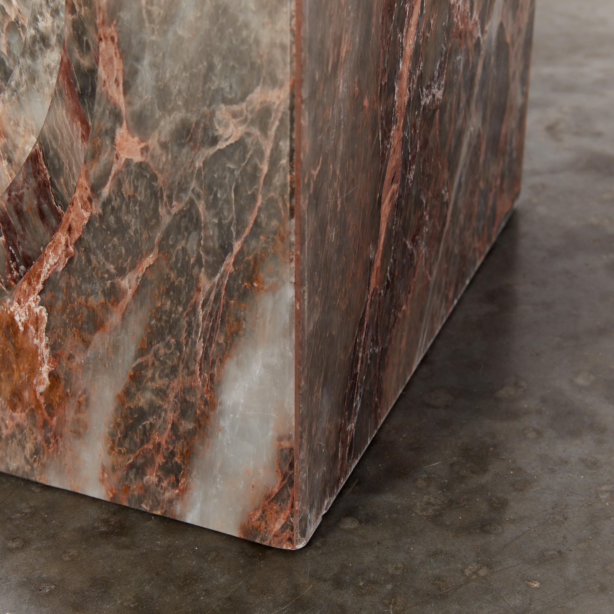 Iconic stepped marble dining table by Carlo Scarpa with glass top For ...