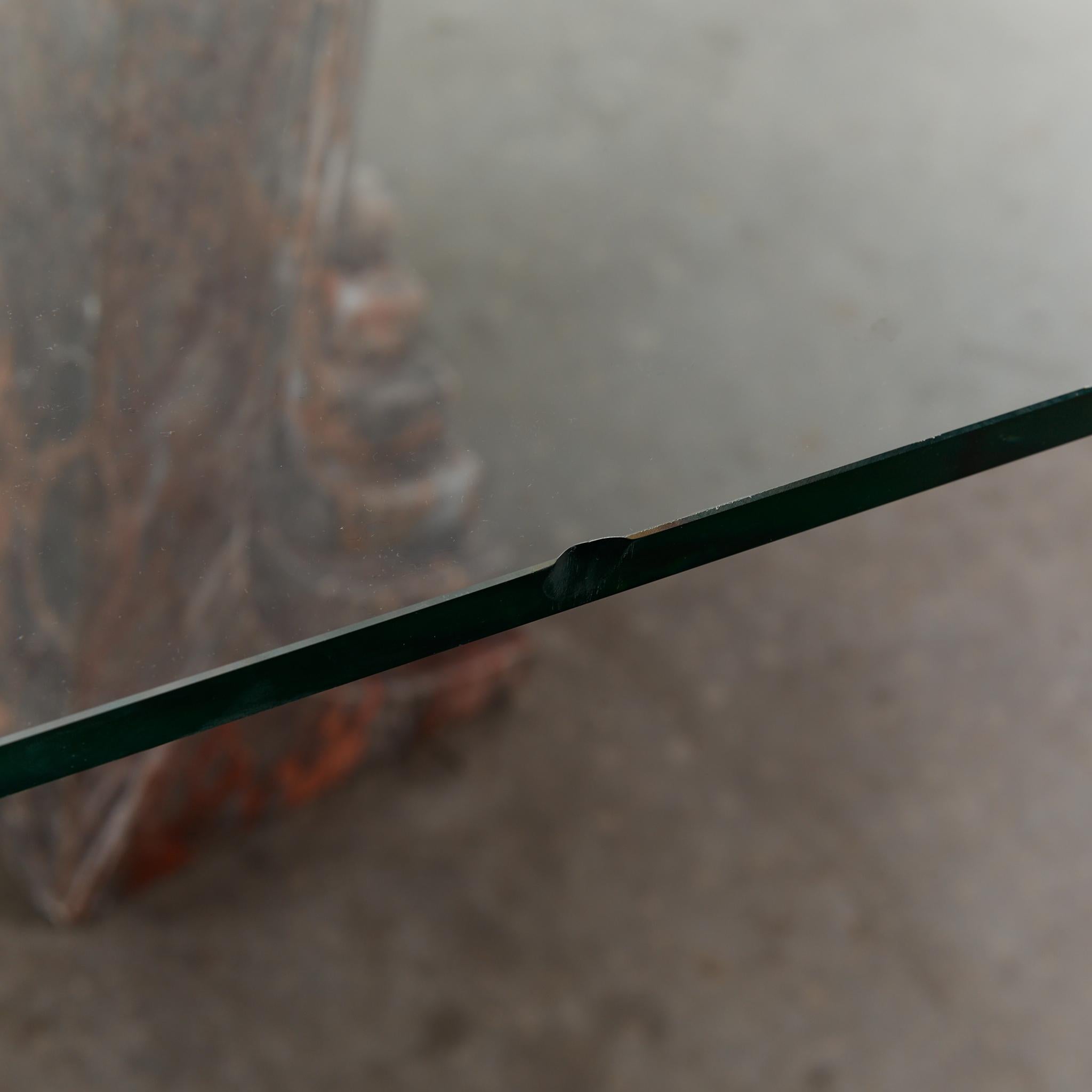 Iconic stepped marble dining table by Carlo Scarpa with glass top For ...