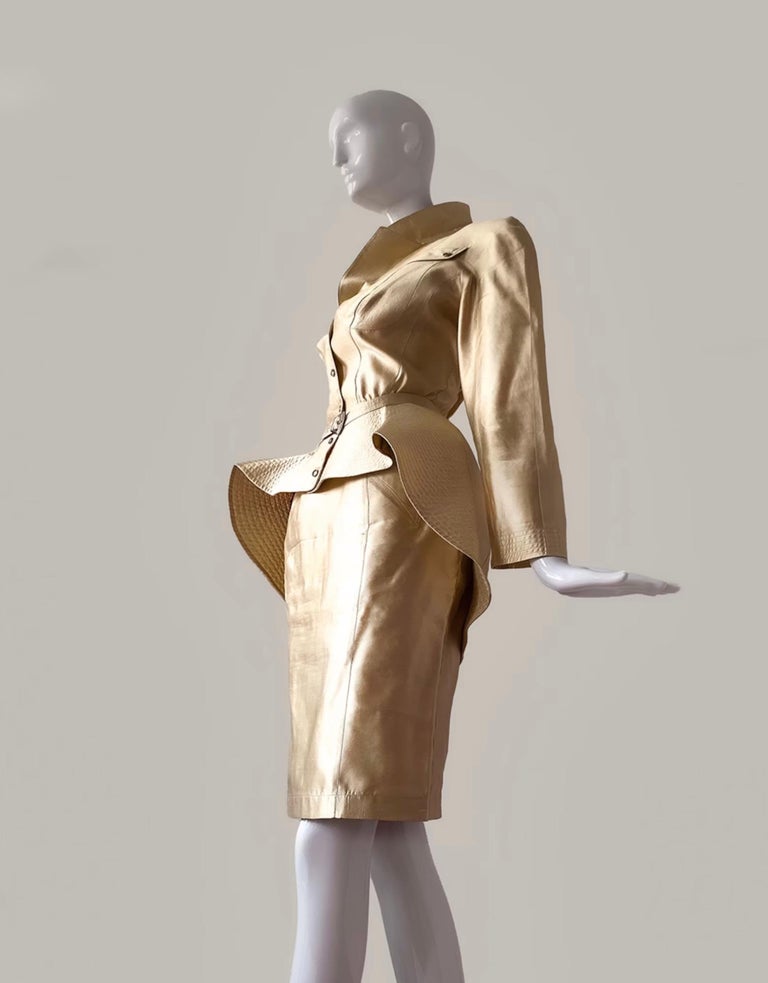 Iconic Thierry Mugler Ensemble SS 1996 Dramatic Sculptural Pure Silk ...