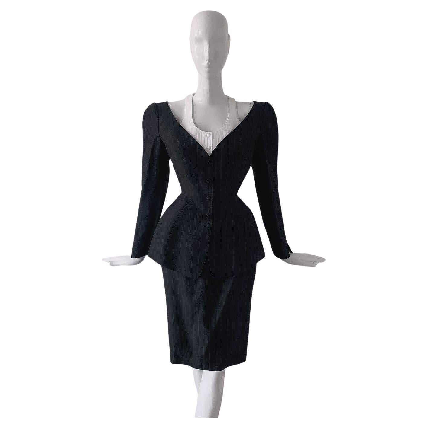 Iconic Thierry Mugler Ensemble SS 1996 Dramatic Sculptural Pure Silk ...