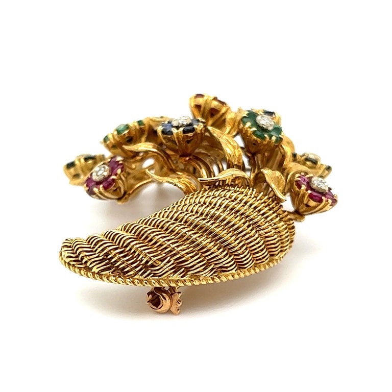 Iconic Tiffany and Co Multi Gemstone and Diamond Flower Basket Vintage ...