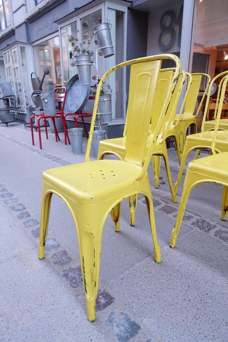 Iconic Tolix Chair in Sunny Yellow 'Without Arms' For Sale at 1stDibs