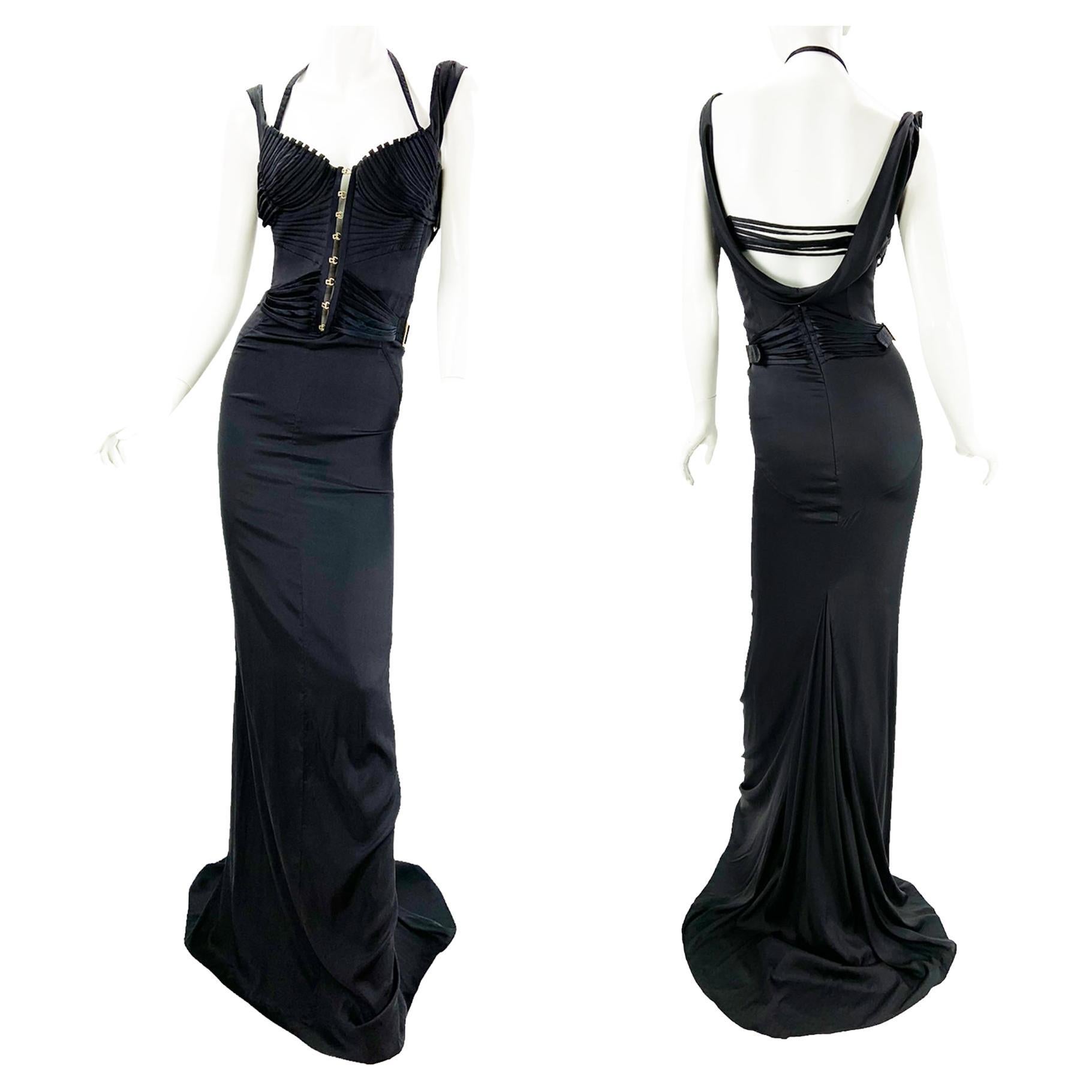 Iconic Tom Ford for Gucci F/W 2003 Runway Black Corset Stretch Dress ...