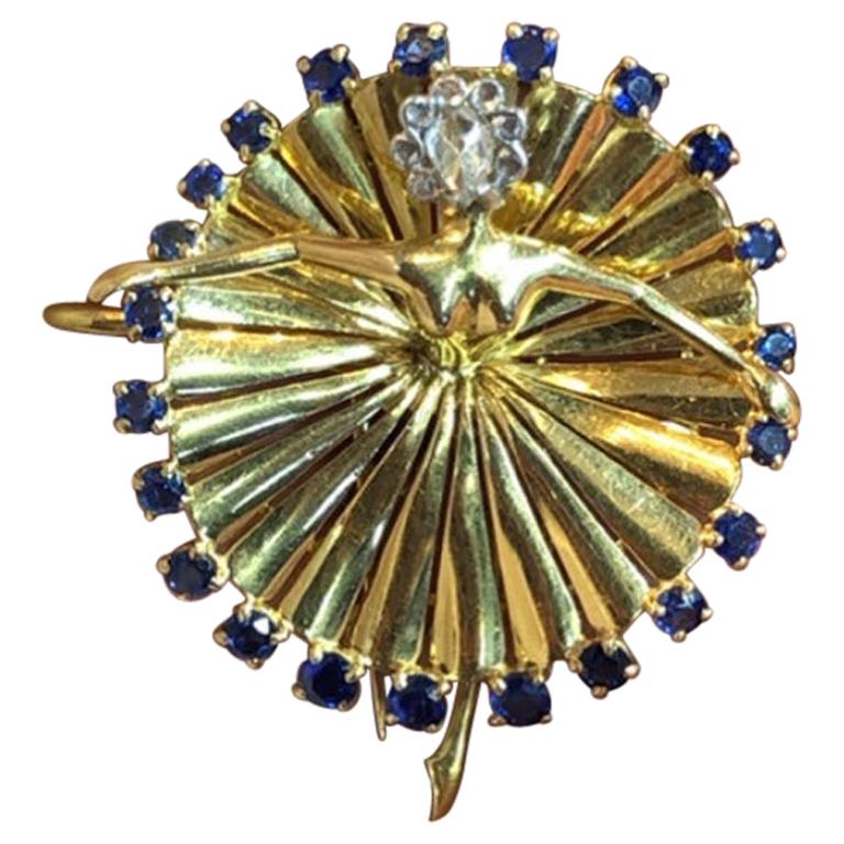 Iconic Van Cleef and Arpels Sapphire and Diamond Ballerina Brooch For ...