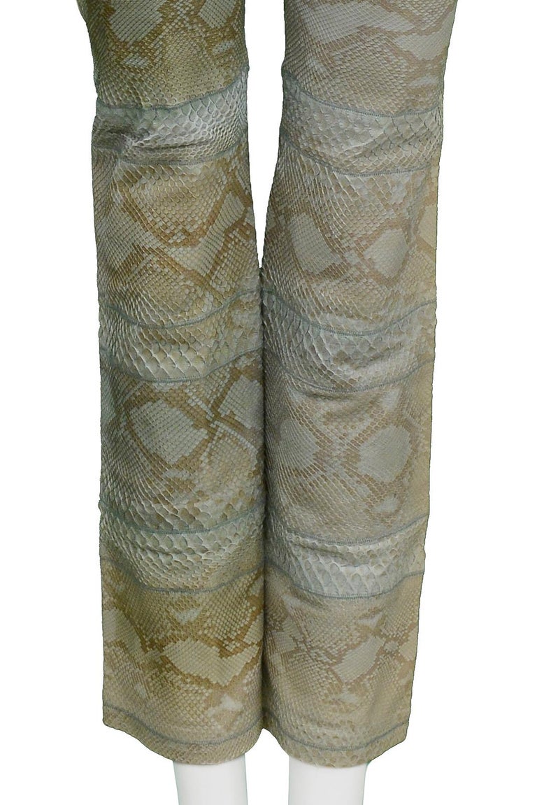 Iconic Versace Couture Turquoise Blue Python Leather Pants Runway 1999 ...