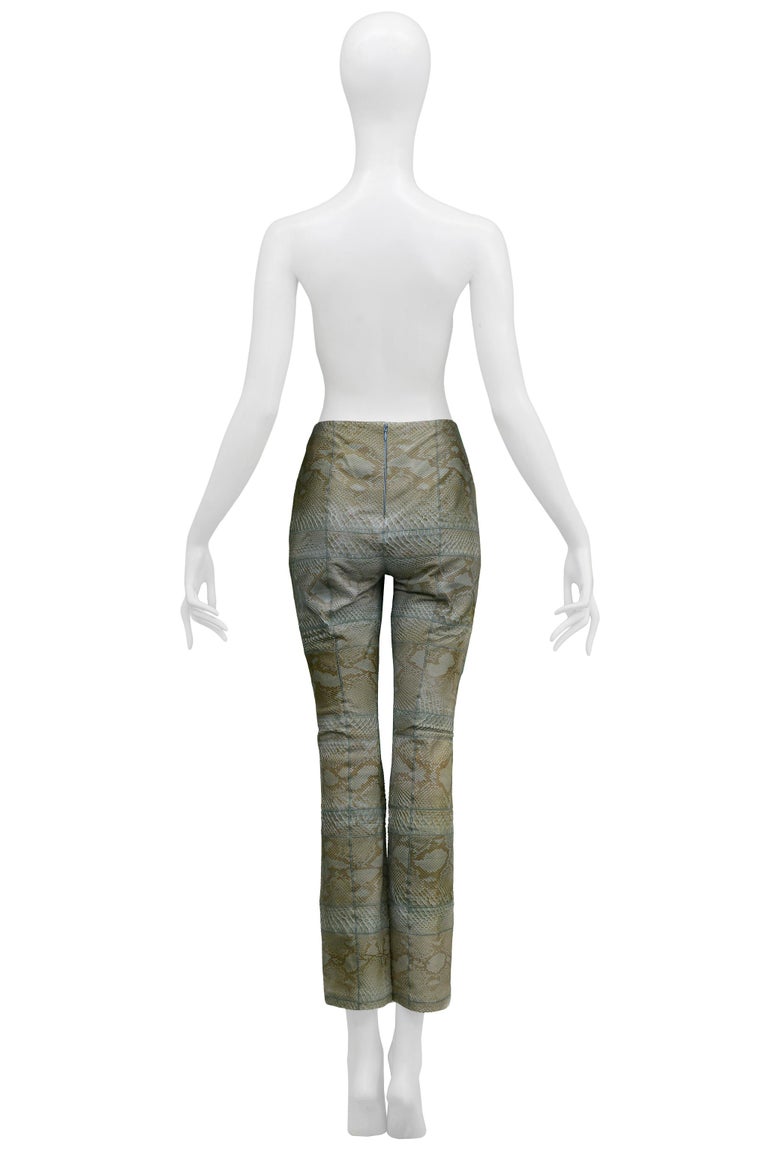 Iconic Versace Couture Turquoise Blue Python Leather Pants Runway 1999 ...