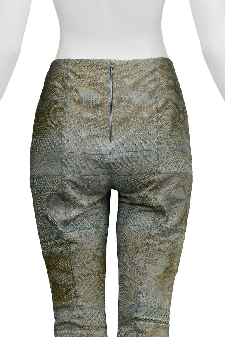 Iconic Versace Couture Turquoise Blue Python Leather Pants Runway 1999 ...