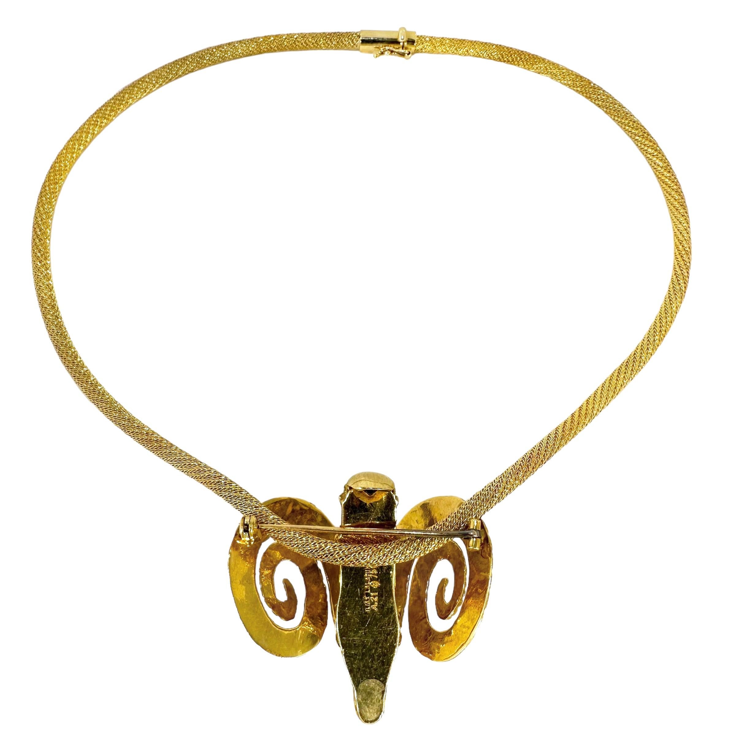 Iconic Vintage Gold Rams Head Brooch by Lalaounis with Unbranded Gold ...