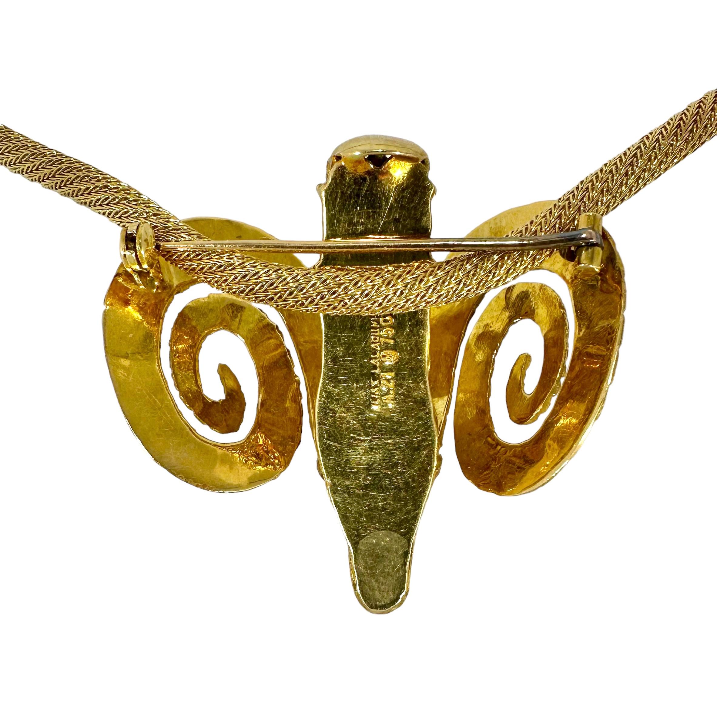 Iconic Vintage Gold Rams Head Brooch by Lalaounis with Unbranded Gold ...