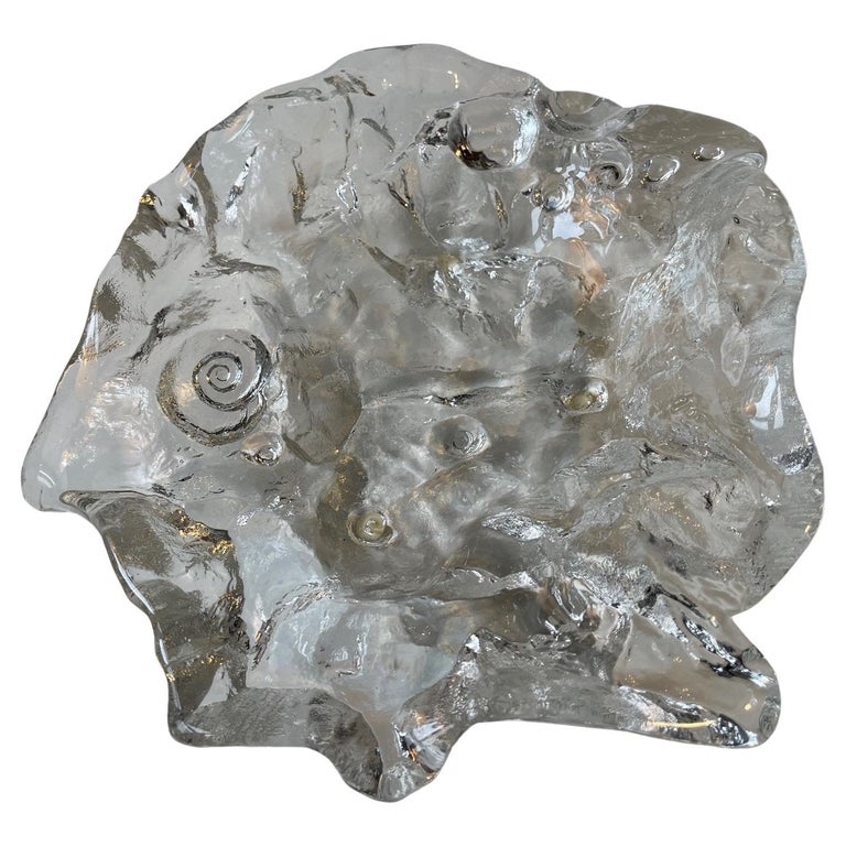 Icy Abstract Art Glass Dish by Pukeberg Sweden, 1970s For Sale at 1stDibs