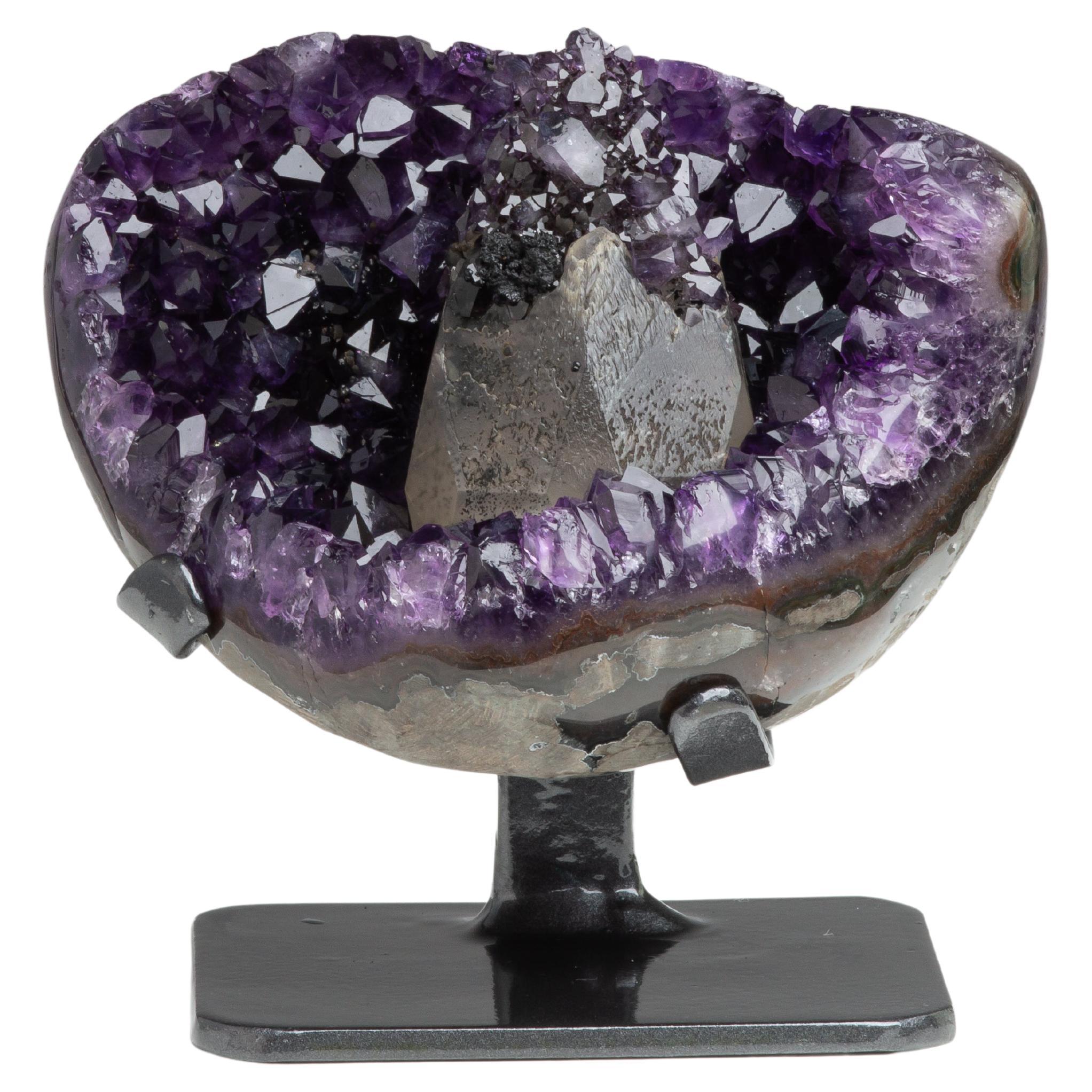 Amethyst Section with Cut Stalactite Eye and Calcite For Sale at 1stDibs