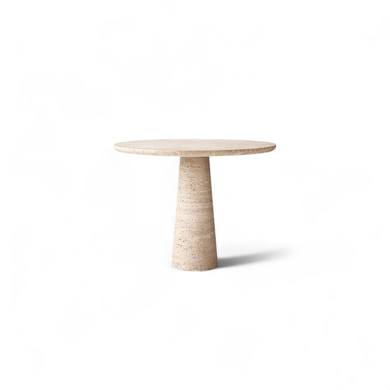IDE ROUND TABLE - 42" Travertine Beige Stone Kitchen Table, Dining ...