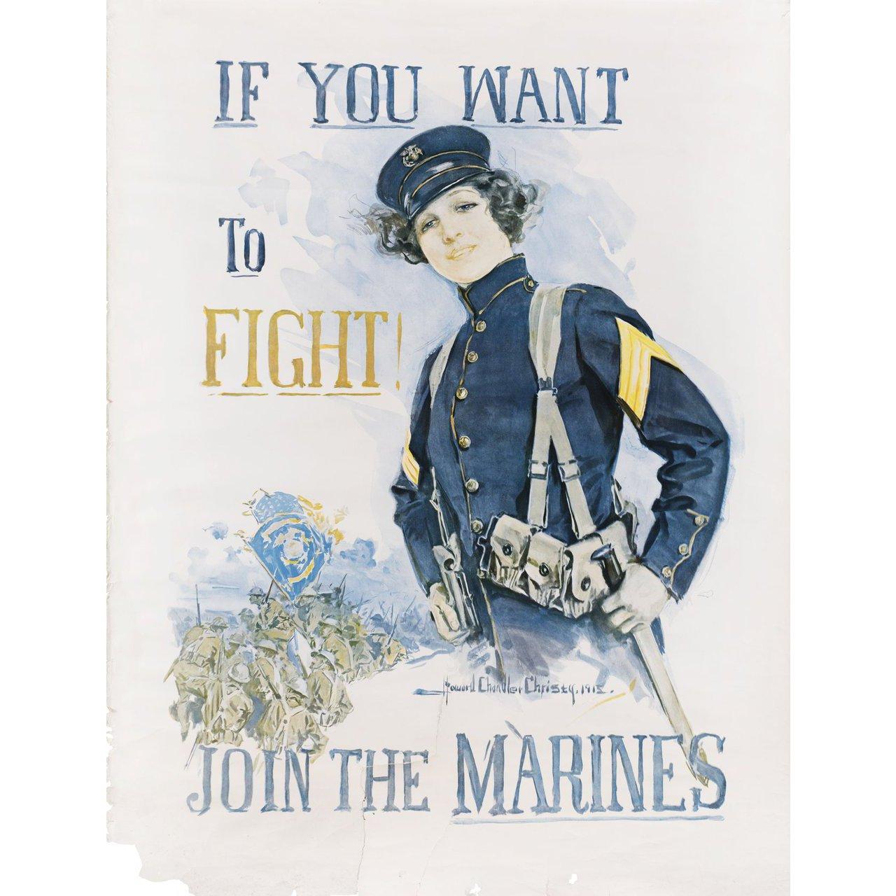 If You Want to Fight, Join the Marines 1915 U.S. Poster For Sale at 1stDibs