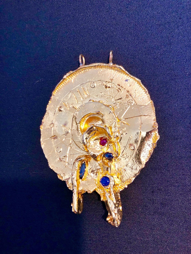 Igael Tumarkin - Gold Gilt Bronze Sculpture Pendant Art Israeli ...