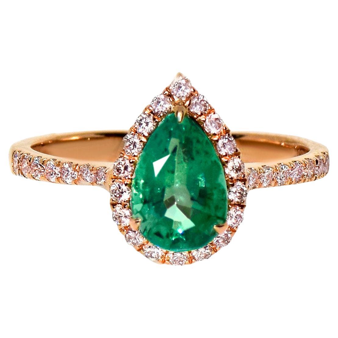 IGI 3.86 Ct 14K White Gold Colombia Color Emerald&Diamond Engagement ...