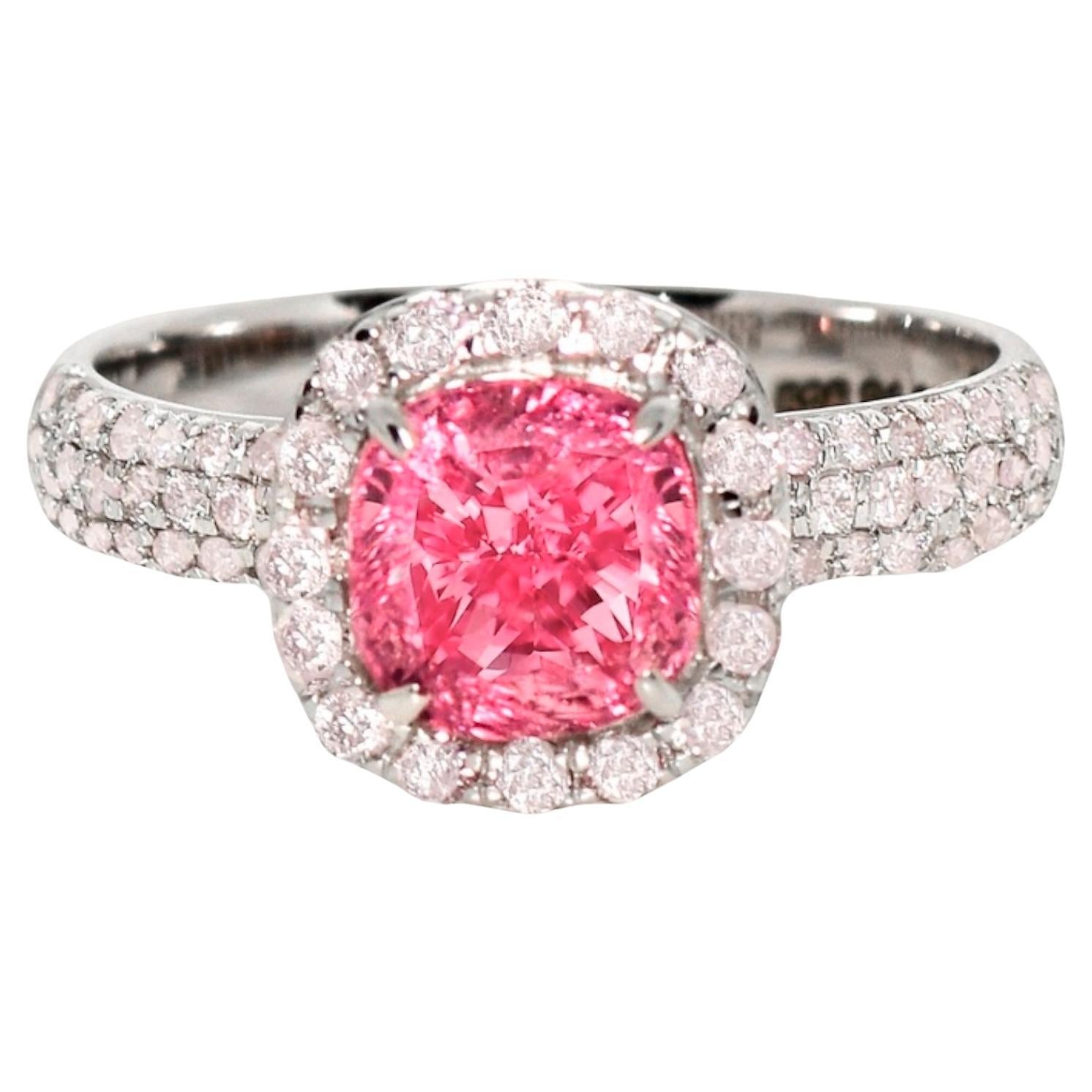 IGI 14K 1.04 Ct Unheated Pink Spinel&Pink Diamonds Antique Engagement ...