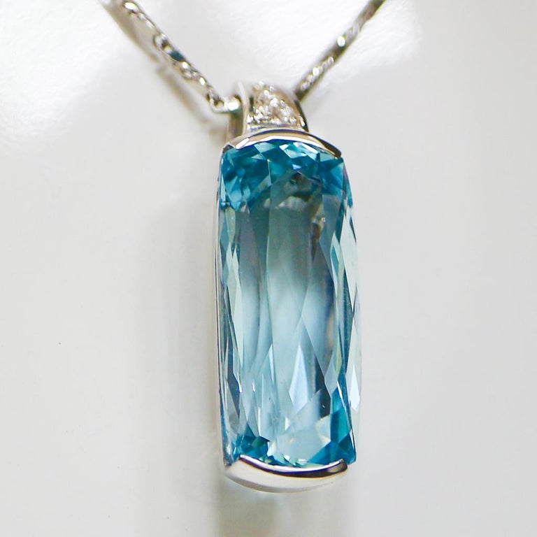 *Sales* IGI 14K 11.57 Ct Santa Maria Aquamarine Art Deco Style Pendant ...