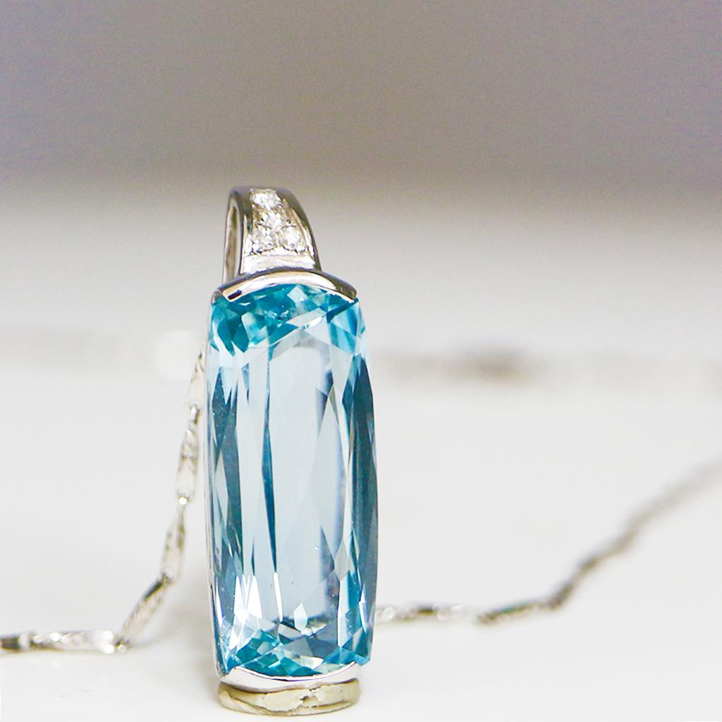 *Sales* IGI 14K 11.57 Ct Santa Maria Aquamarine Art Deco Style Pendant ...