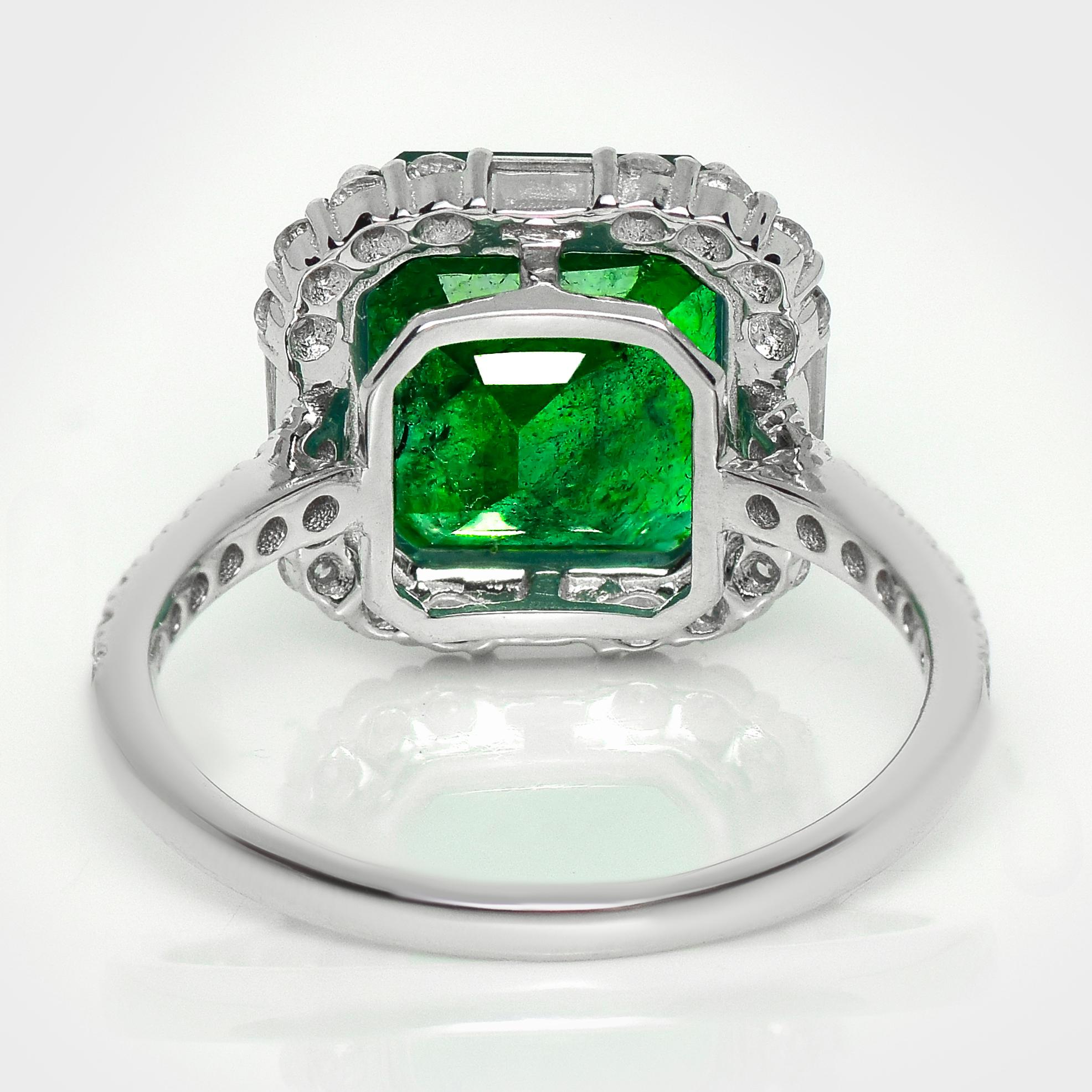 IGI 14K 4.63 Ct Natural Vivid Green Emerald&Diamonds Art Deco ...