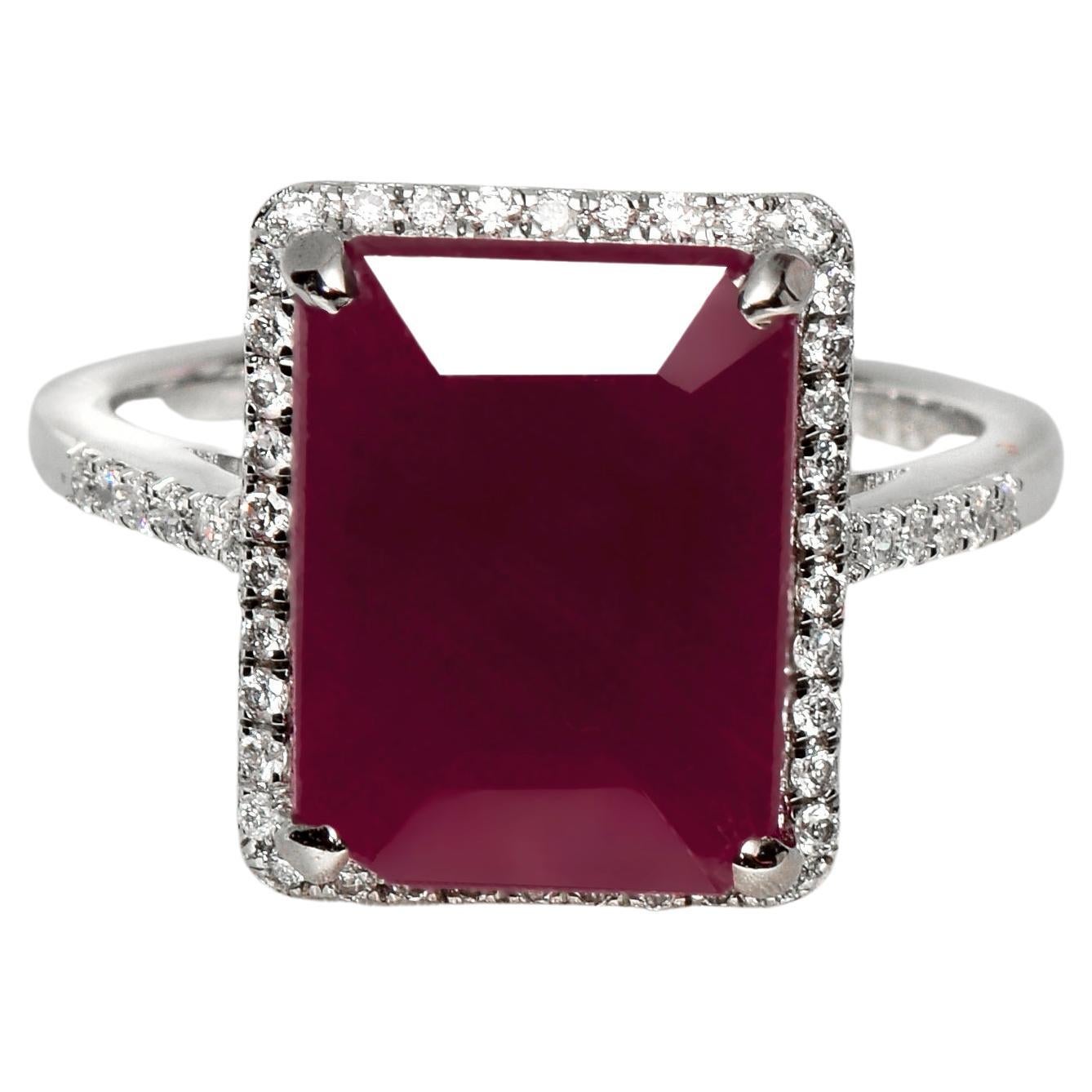 IGI 14K 10.25 Ct Natural Ruby Diamond Antique Art Deco Style Engagement ...