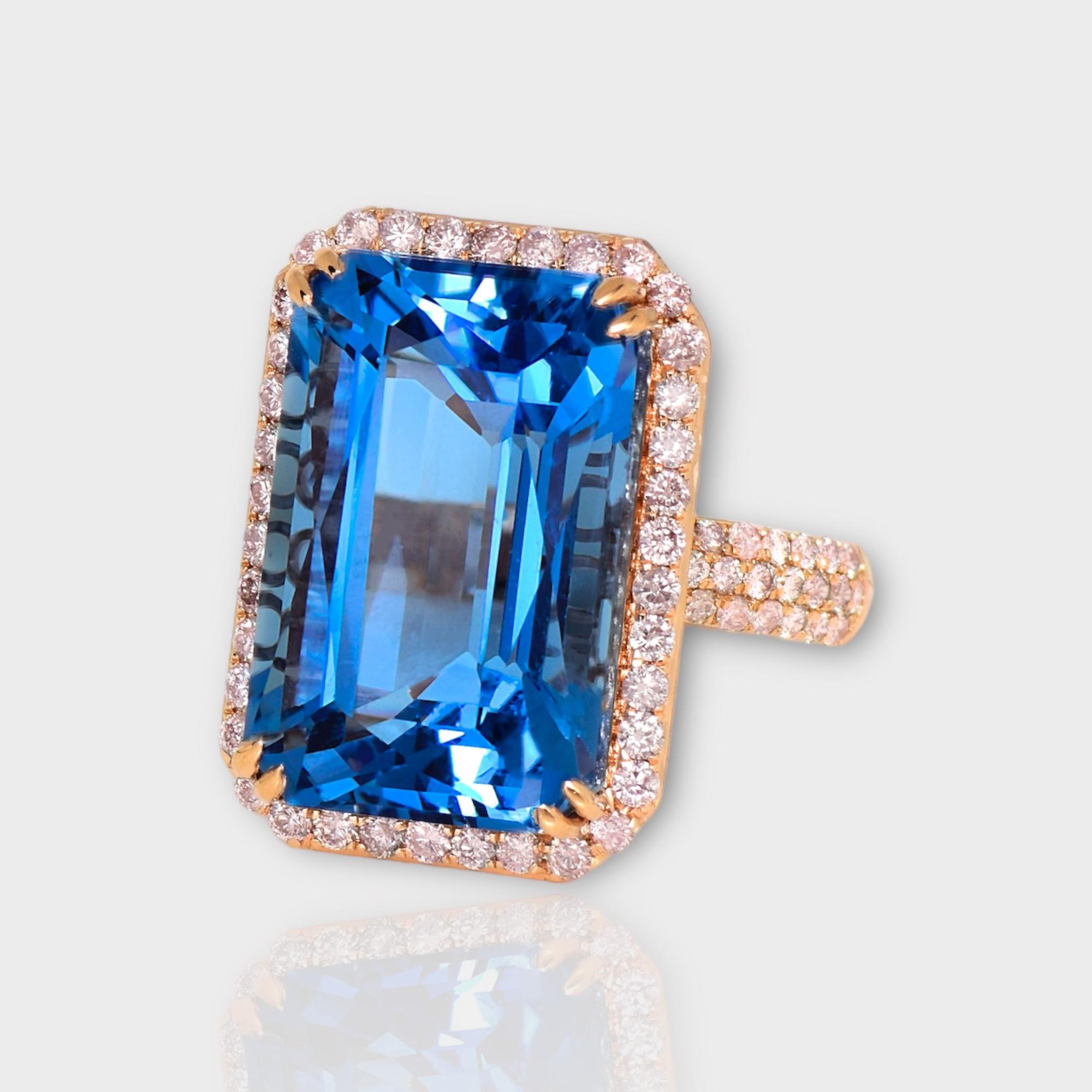 IGI 15.26 Ct Intense Blue Beryl with Pink Diamond Engagement Ring For ...