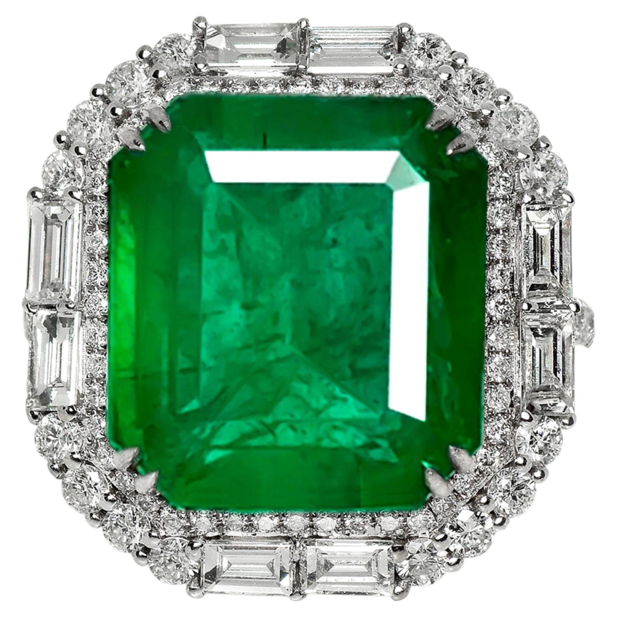 IGI 18K 2.72 Ct Natural Vivid Green Emerald&Diamonds Art Deco ...