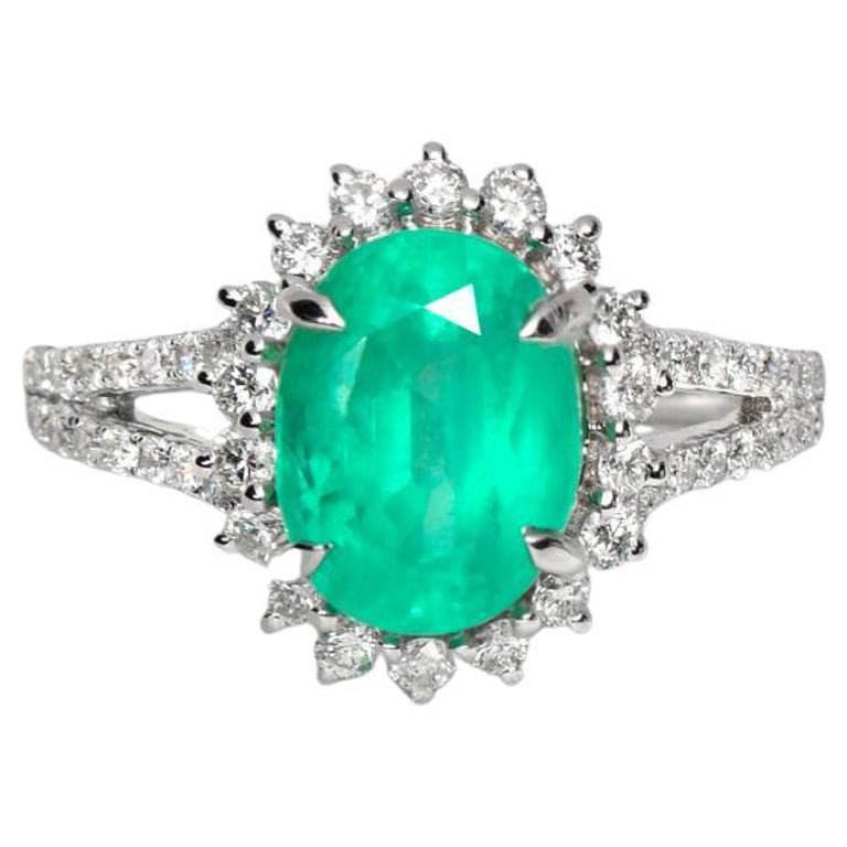 *NRP*IGI 18K 3.46 CT Neon Emerald Diamond Antique Art Deco Style ...