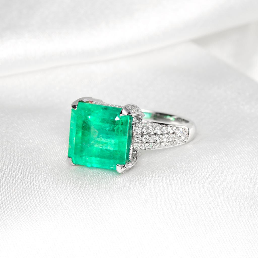 *Sale*IGI 18K 5.94 Ct Colombia Emerald&Diamond Antique Art Deco ...