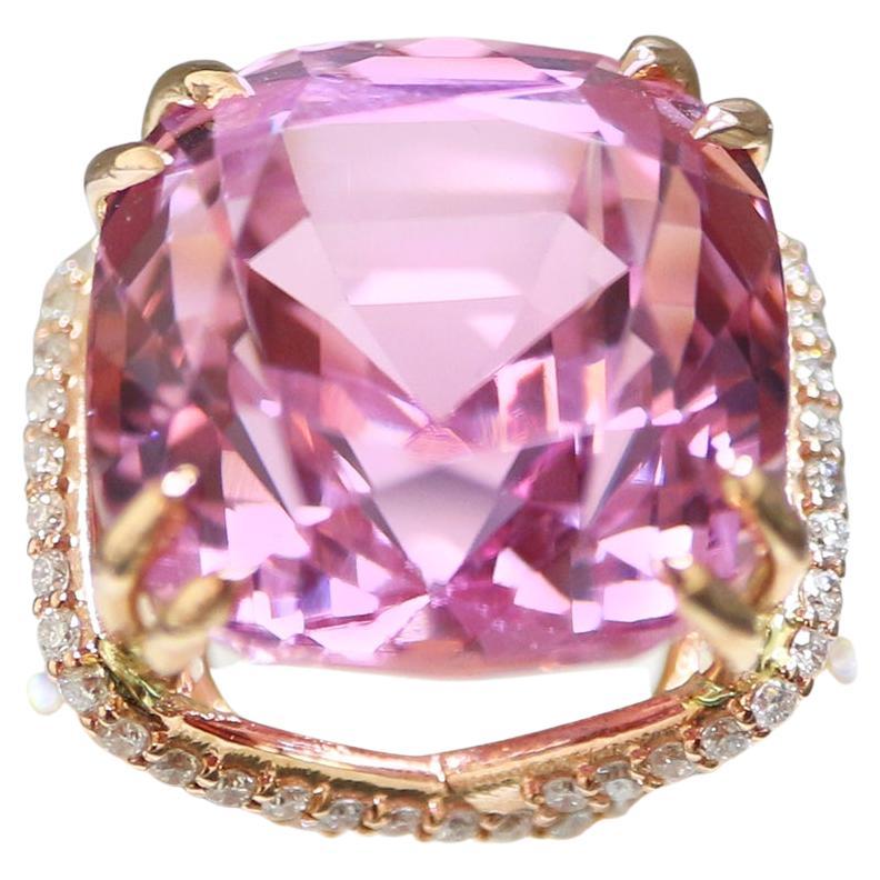 14.38 Carat Kunzite and Diamond Cocktail Engagement Ring For Sale at ...