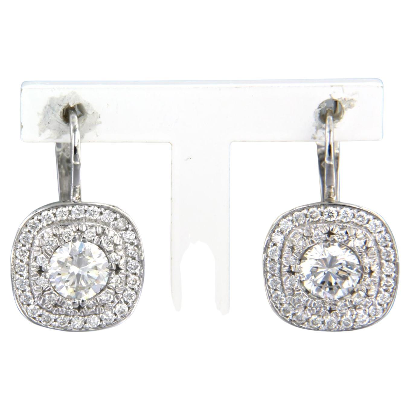 Earrings set with ruby and diamonds 14k white gold For Sale at 1stDibs