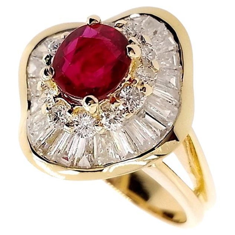 IGI-zertifizierter 1,01 Karat Burma-Rubin lebhaft roter und 1,00 Karat ...