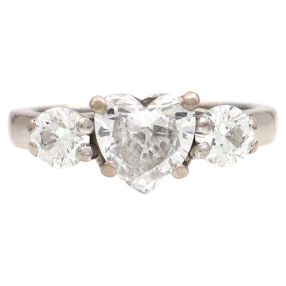 Heart Shaped Three-Stone Engagement Ring at 1stDibs