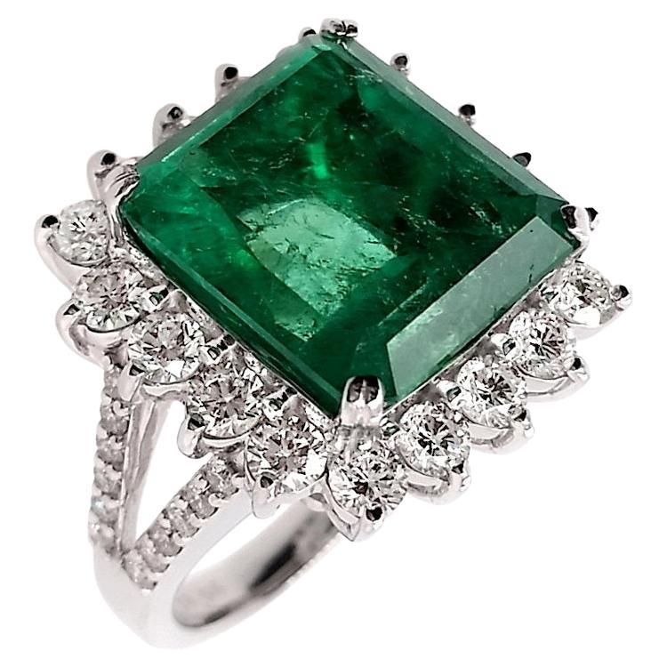 GIA Certified 3.02 Carat Asscher Cut Square Emerald Engagement Platinum ...