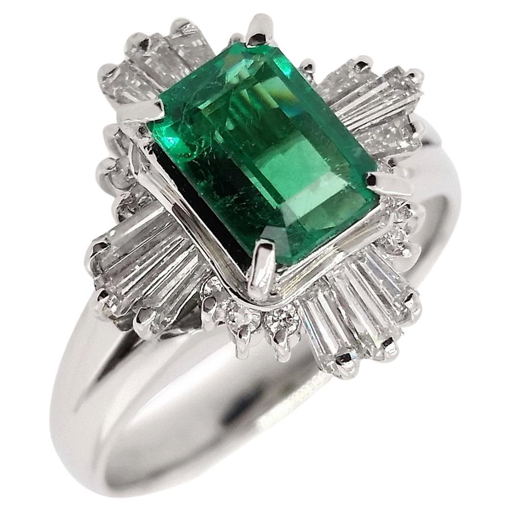 IGI Certified 1.20ct Natural Colombia Emerald 0.65ct Natural Diamonds ...