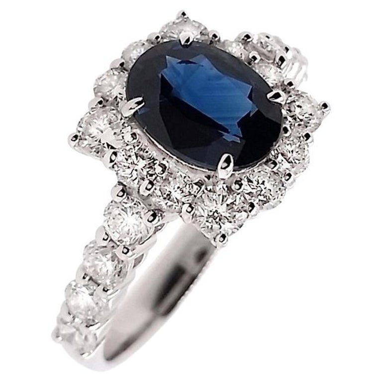 IGI Certified 1.40ct Natural Sapphire and 1.01ct Natural Diamonds ...