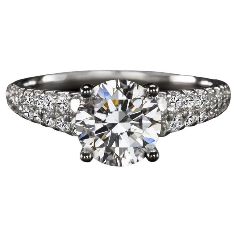 IGI Certified 1.5 Carat Round Cut Diamond White Gold Engagement Ring ...
