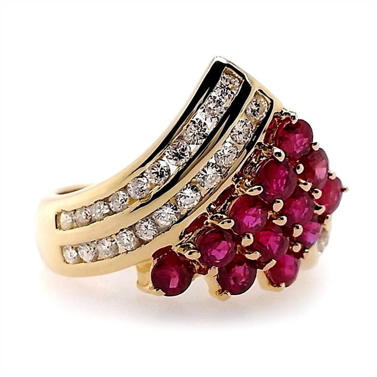 IGI Certified 1.85ct Natural Rubies 0.65ct Natural Diamonds 18K Yellow ...