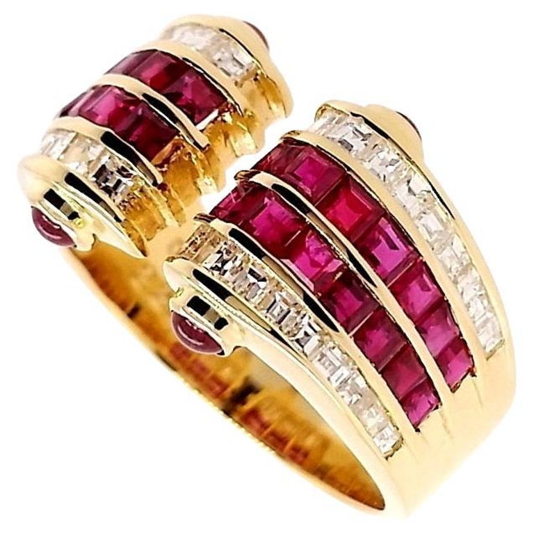 Goldring mit IGI-zertifizierten 2,22 Karat natürlichen Rubinen und 0,75 ...