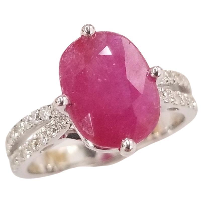 IGI Certified Rare 14.13 Carat Burma Ruby and Diamond Ring in 18K White ...