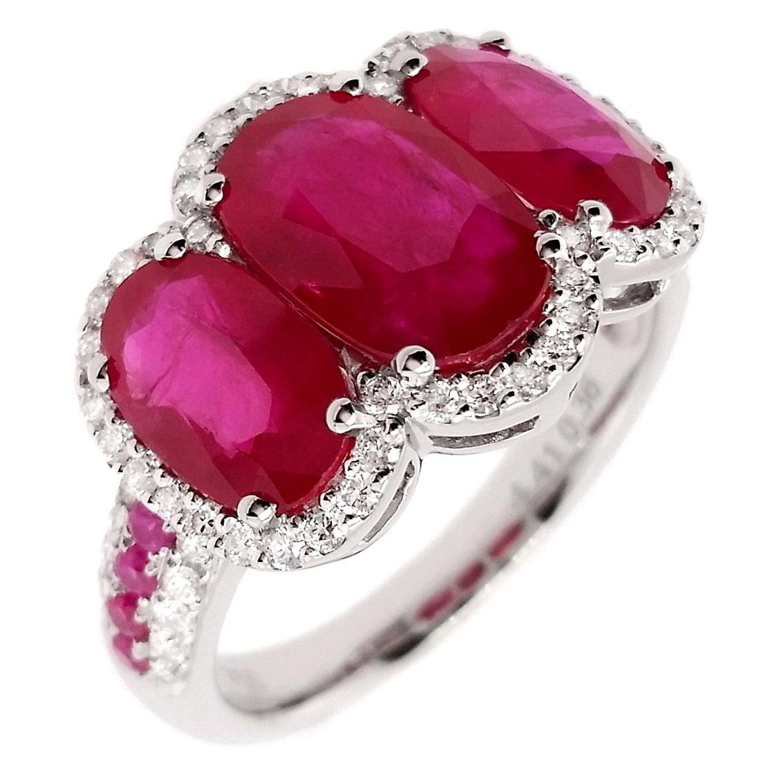 IGI Certified 4.57ct Natural Rubies and 0.36ct Natural Diamonds Gold ...
