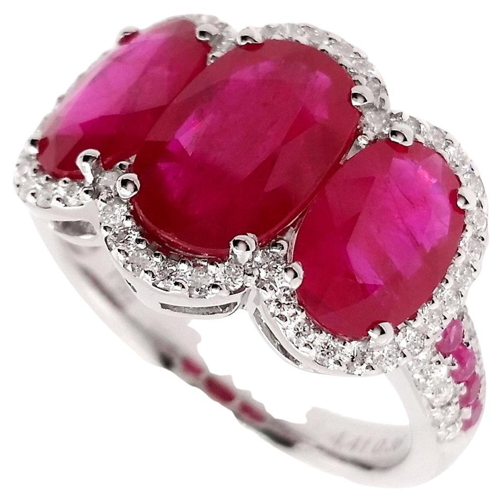 IGI Certified 4.57ct Natural Rubies and 0.36ct Natural Diamonds Gold ...