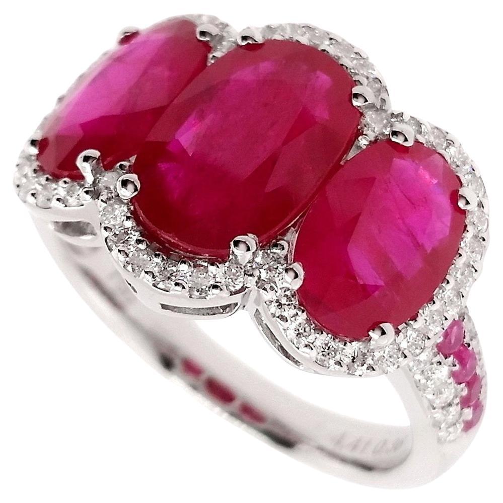 IGI Certified 1.98ct Natural Ruby and 1.00ct Diamonds 18k White Gold Ring For Sale at 1stDibs