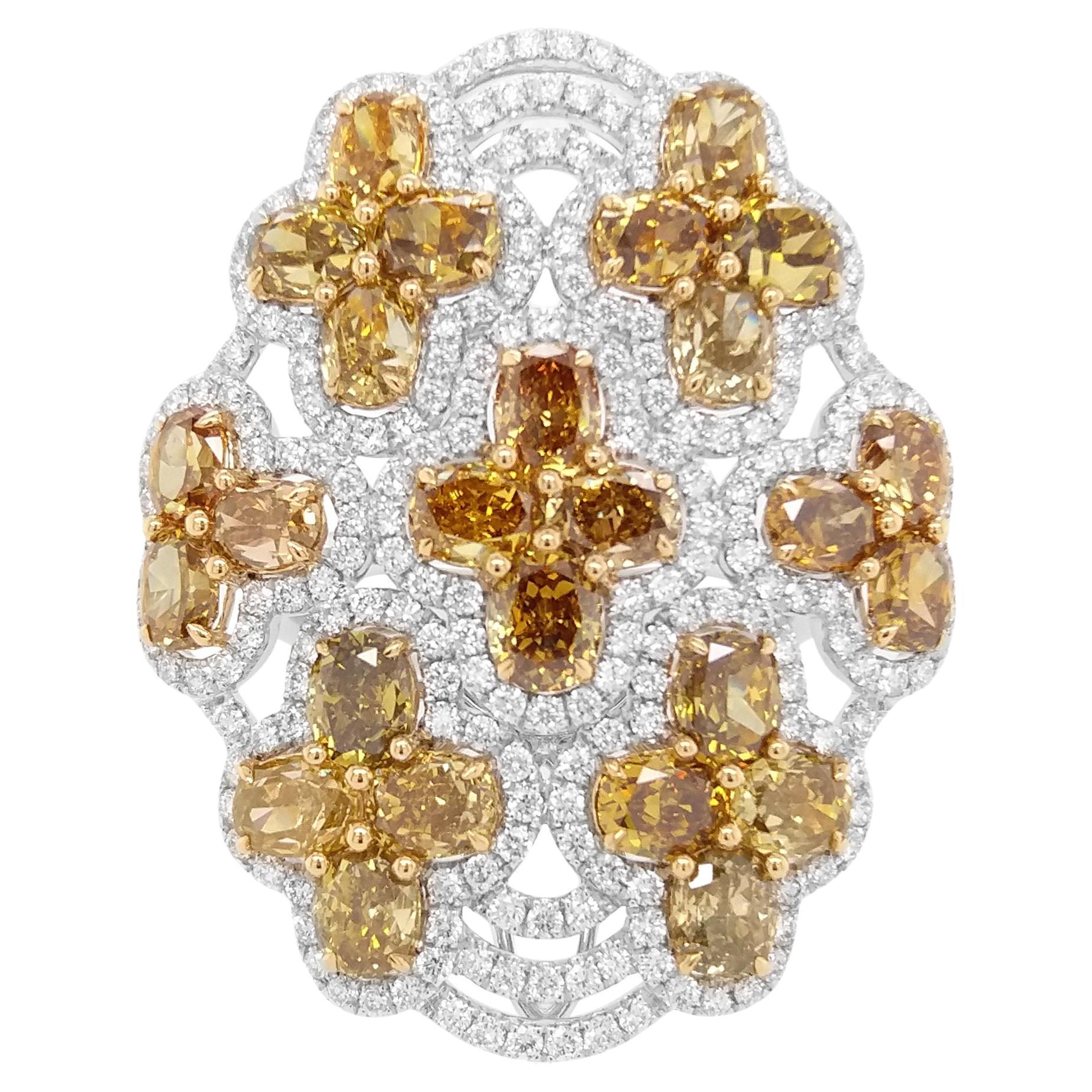 Ladies 18k White Gold and GIA Certified Fancy Color 3 Heart Diamond ...