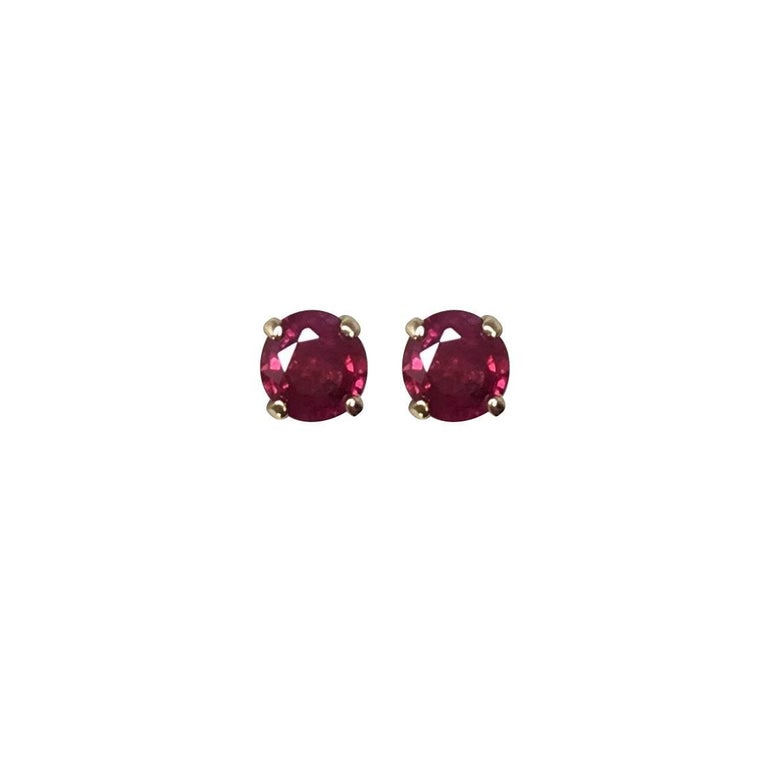 IGI Certified Fine Deep Red Burma Ruby 0.68 Carat Gold Earring Studs at ...
