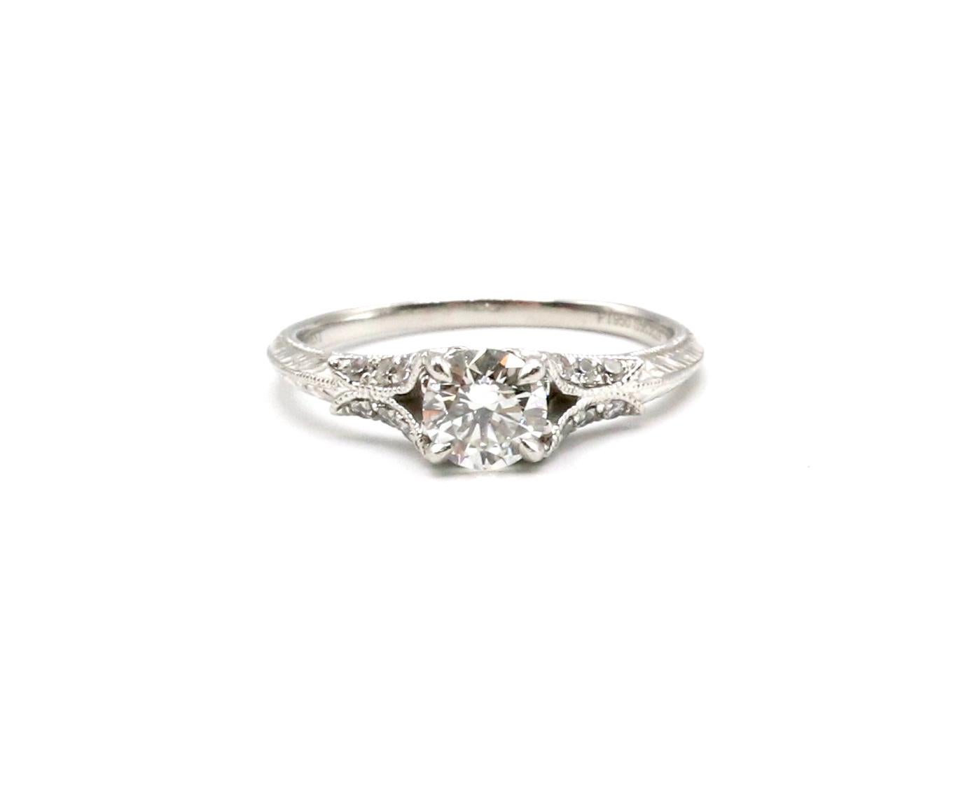 IGI Certified Round Brilliant 0.71 Carat I SI2 Diamond Platinum ...