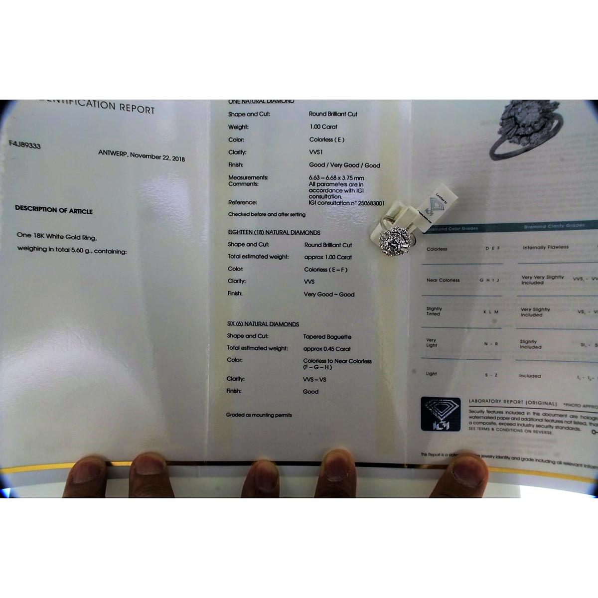 IGI JEWEL report ring with diamonds up to 2.45ct 18k white gold For ...