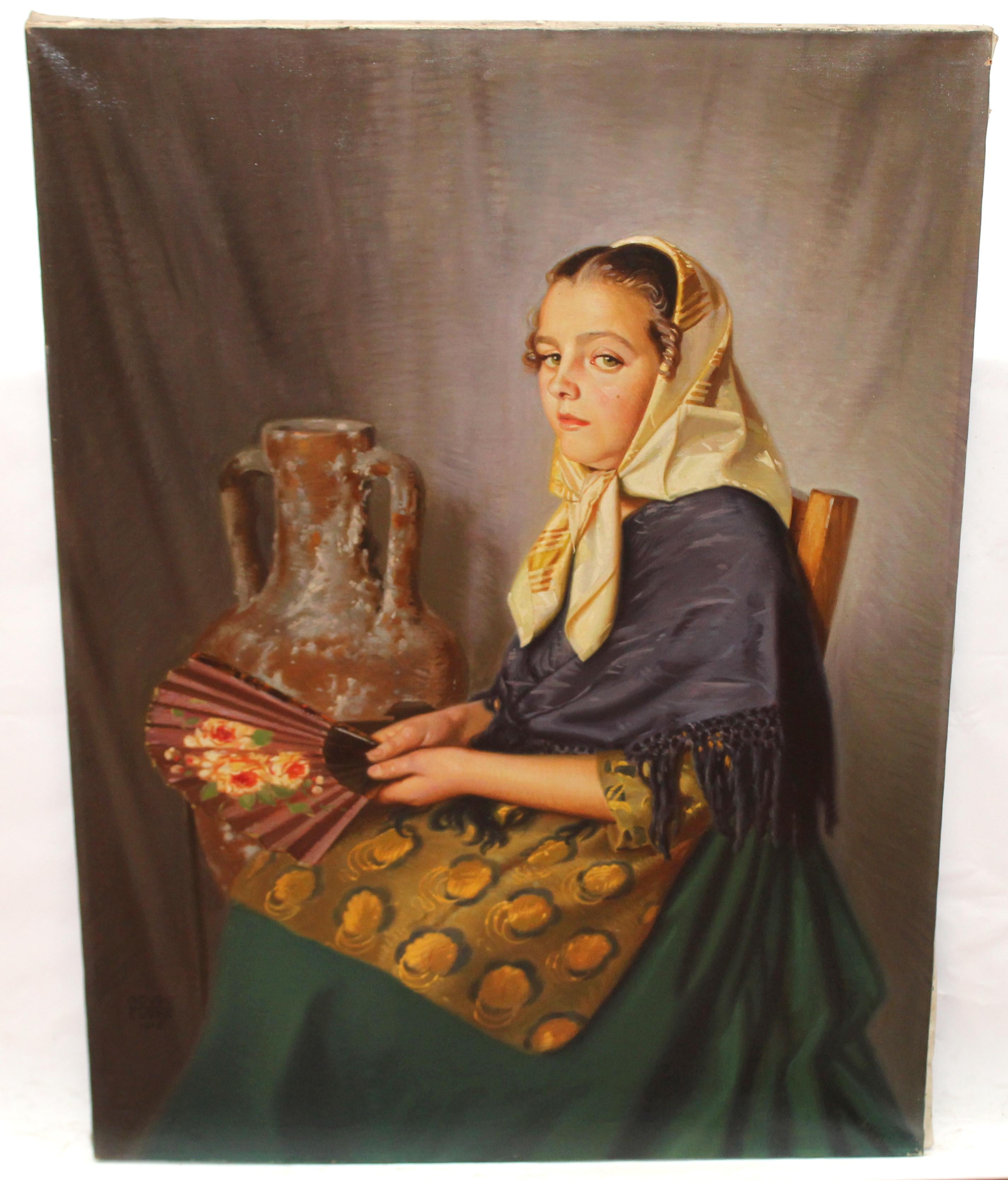 Ignacio Agudo Clara - Retrato de una Ibicenca - Óleo sobre tela - Año ...