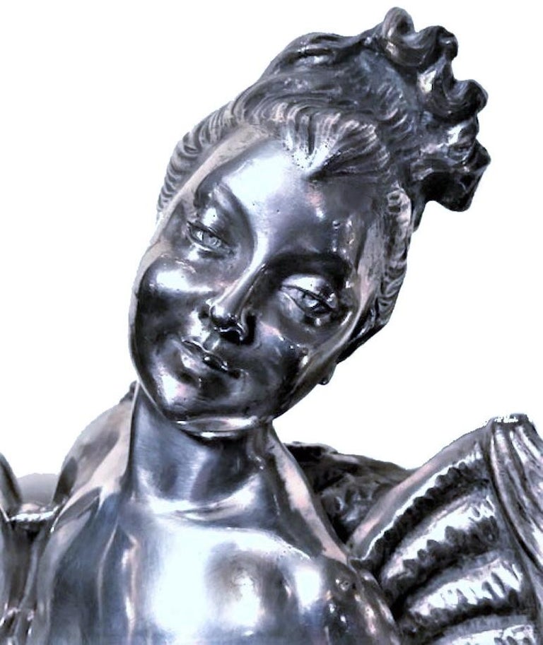 Ignacio Gallo, Dancing with Satyr, Spanish Art Deco Silvered Bronze ...